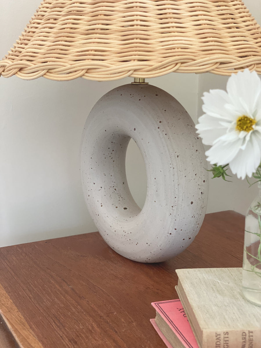 Bespoke Hoop Lamp - cloud - rattan shade – deborah sweeney