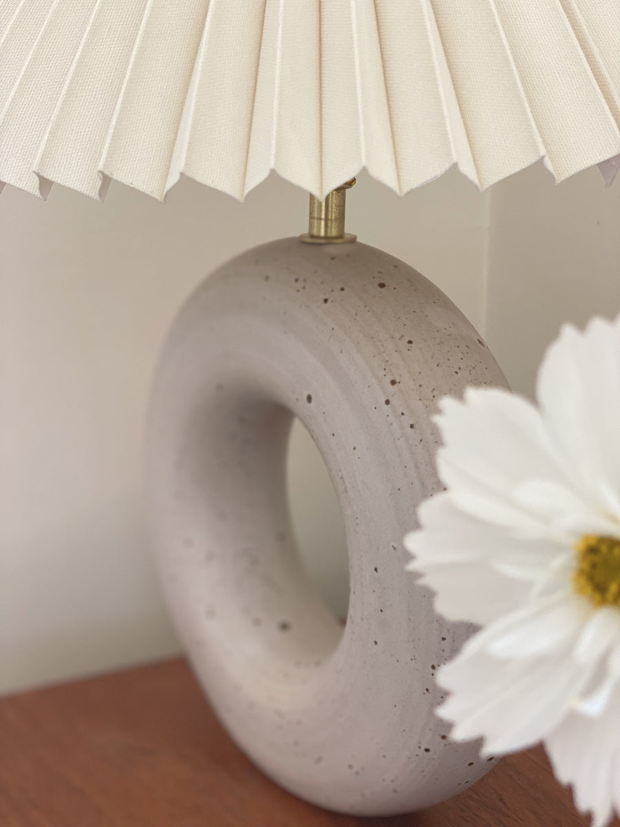 Bespoke Hoop Lamp - cloud - linen shade – deborah sweeney