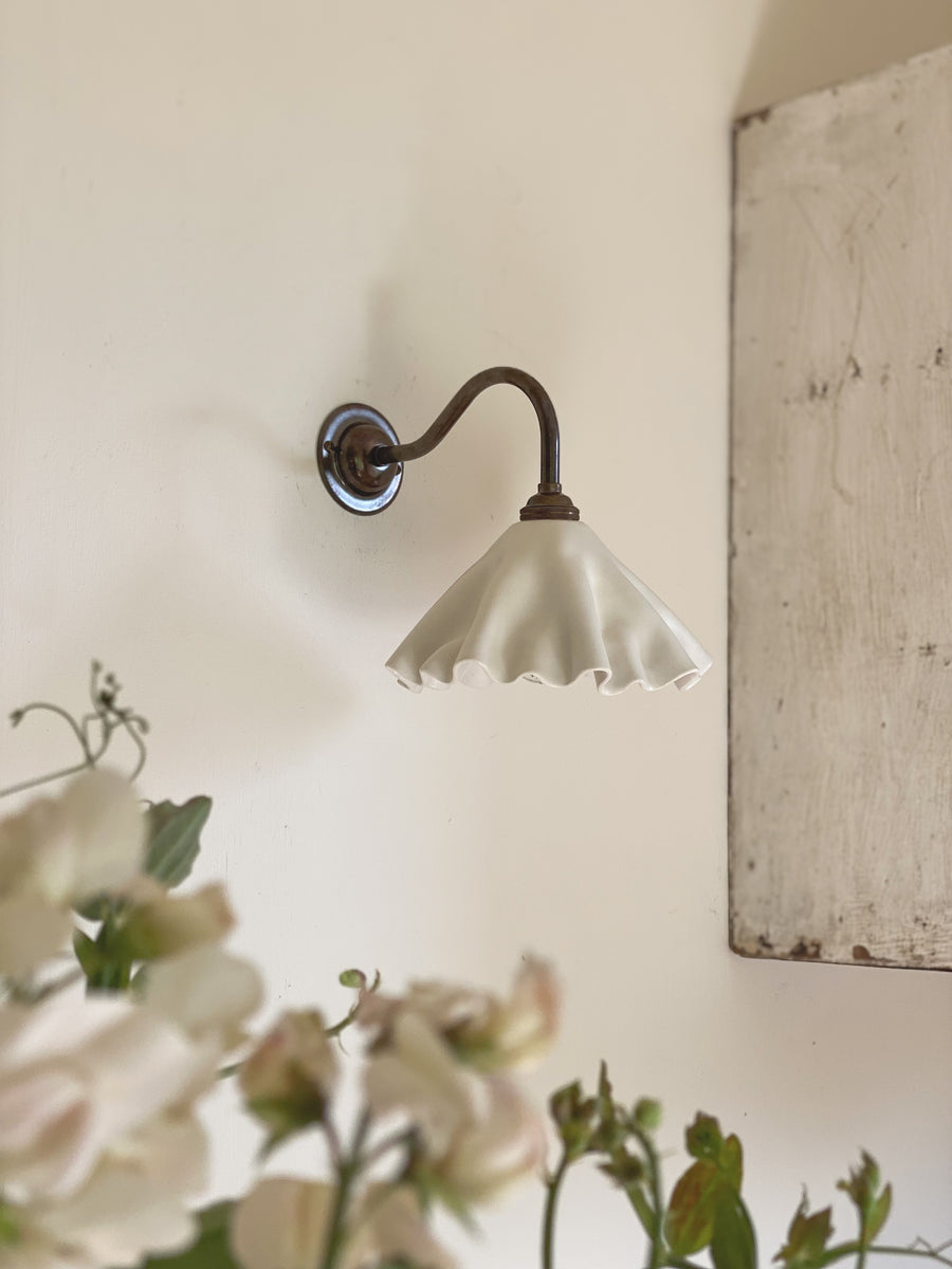 bespoke drape wall pendant light - preorder - white - nickel / brass o ...